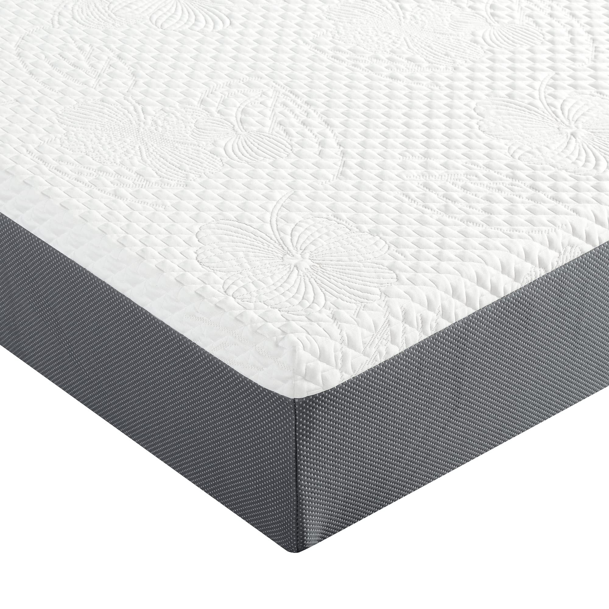 Olee Sleep 10 Inch Ventilated Gel Infused Memory Foam Mattress, CertiPUR-US® Certified, Gray, Twin