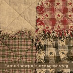 Farmhouse Red Star Dobby Homespun Cotton Plaid Fabric by JCS - Sold by The Yard