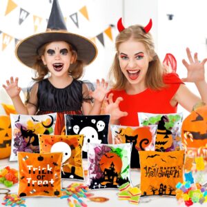 Eunvabir 160 PCS Halloween Cellophane Ziplock Treat Bags, Halloween Self Adhesive Candy Goodie Snacks Gift Bags Plastic Clear Trick or Treat Party Favors/Classroom Prizes