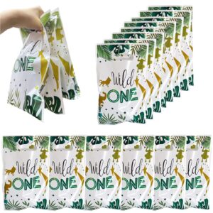 lebery jungle safari party bags 30pcs, wild one gift bag, jungle safari party favors, plastic goodies candy treat snack bag for kids jungle safari animal wild one birthday baby shower party supplies