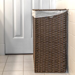 Blue Ridge Basket Company Synthetic Wicker Laundry Hamper Basket with Lid and Liner (Brown)