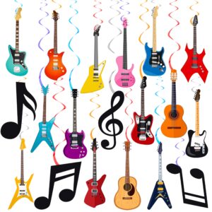 20pcs guitar party hanging swirls decorations for guitar theme birthday party hanging booth props musical instrument hanging swirls for music note baby shower supplies