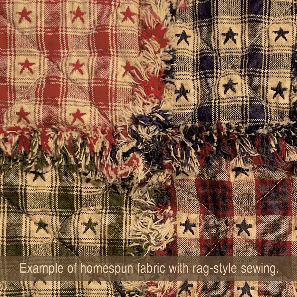 Farmhouse Red Star Dobby Homespun Cotton Plaid Fabric by JCS - Sold by The Yard