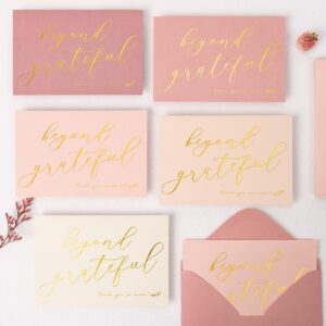 Crisky 50 pcs Rose Gold Beyond Grateful Thank You Cards With 50 Envelopes & 50 Stickers Simple, Chic, Elegant Greeting Cards Perfect for: Wedding/Business/Birthday/Graduation. 4 x 6 inches 50 Pack