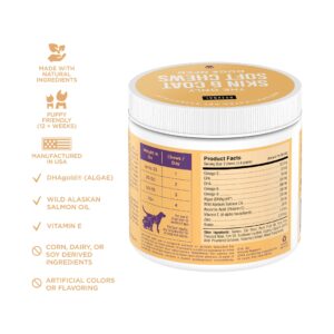 Natural Rapport Dog Skin and Coat Supplement - The Only Skin and Coat Soft Chews Dogs Need - 120ct Treats That Contain Salmon Oil and Omegas 3, 6, & 9 for a Healthy Coat