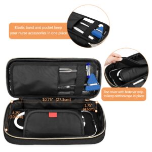 Damero Protective Stethoscope Case with Divider for Nurse Accessories, Stethoscope Carrying Bag Travel Case Compatible with 3M Littmann/ADC/Omron Stethoscope and Others, Black