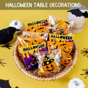 Eunvabir 160 PCS Halloween Cellophane Treat Bags, Halloween Self Adhesive Candy Goodie Cookie Snacks Gift Bags for Halloween Trick or Treat Party Favors/Classroom Prizes