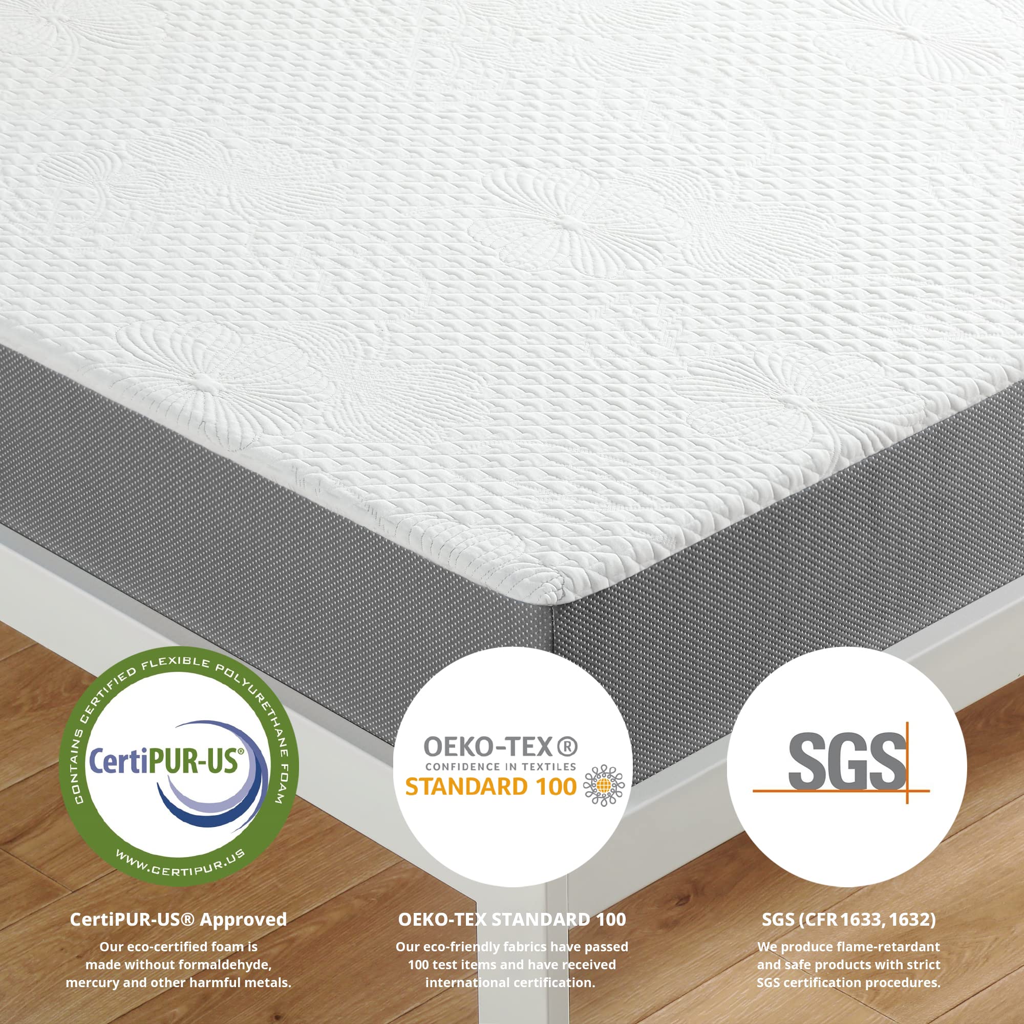 Olee Sleep 8 Inch Ventilated Gel Infused Memory Foam Mattress, CertiPUR-US® Certified, Gray, Full