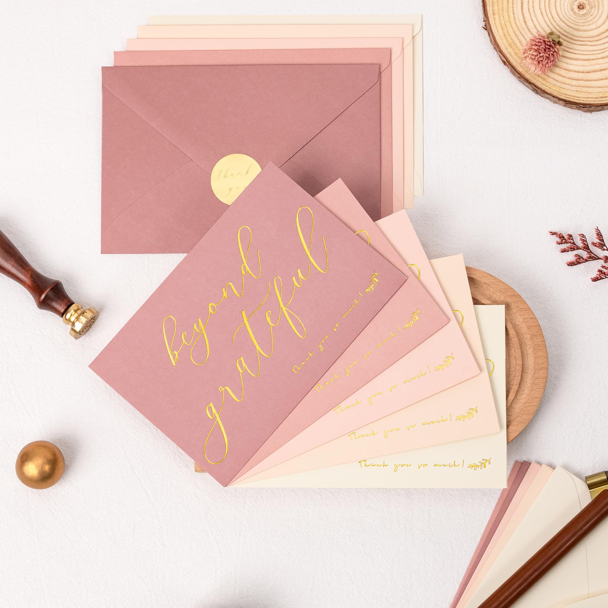 Crisky 50 pcs Rose Gold Beyond Grateful Thank You Cards With 50 Envelopes & 50 Stickers Simple, Chic, Elegant Greeting Cards Perfect for: Wedding/Business/Birthday/Graduation. 4 x 6 inches 50 Pack