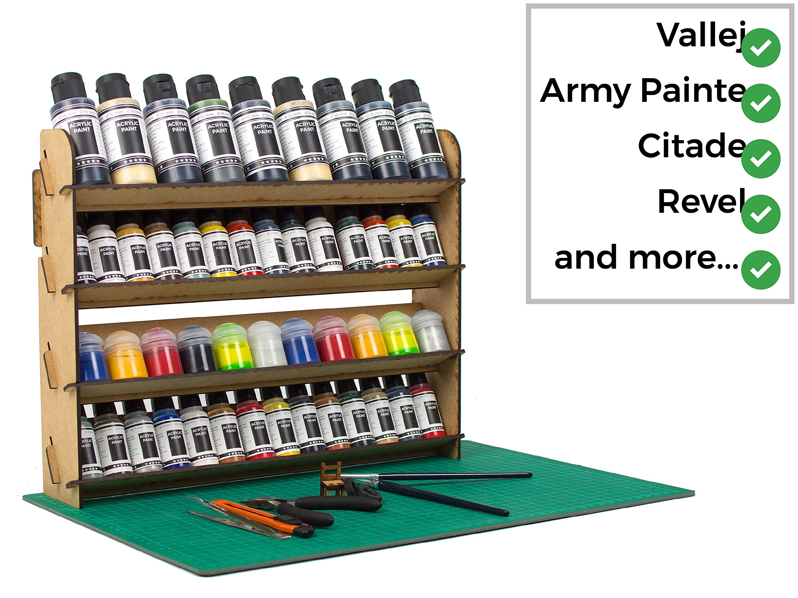 PROSCALE Paint Rack for model paints. Hobby craft Citadel Vallejo Tamiya Army wall paint rack stand paint holder organiser Miniature warhammer paint storage Model painting station (Universal)