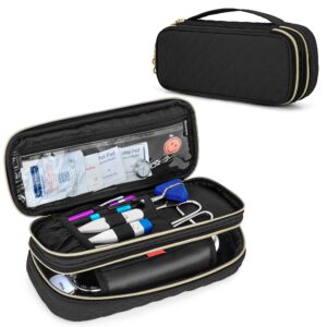 damero double layer stethoscope case compatible with 3m littmann/adc/omron stethoscope, stethoscope carrying case travel bag for nurse accessories, black