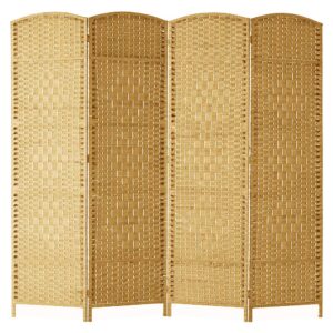 corelax room dividers 6 ft. tall-20 wide freestanding privacy screen with diamond woven fiber, foldable panel partition wall divider, double-hinged room dividers(yellow, 6 panel)