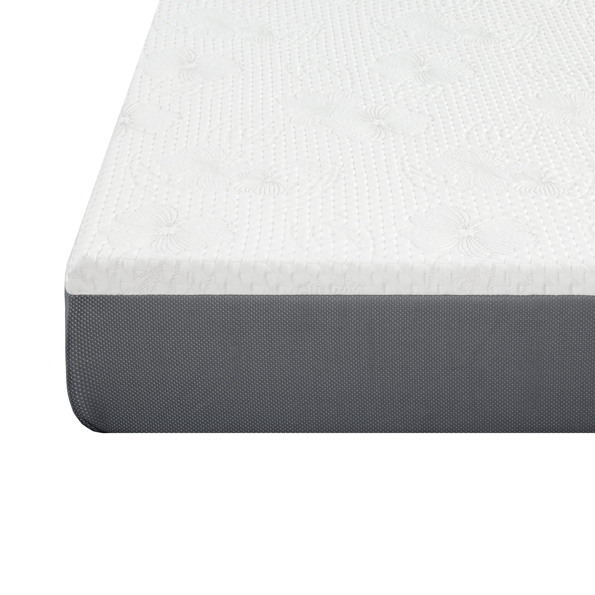 Olee Sleep 10 Inch Ventilated Gel Infused Memory Foam Mattress, CertiPUR-US® Certified, Gray, Twin