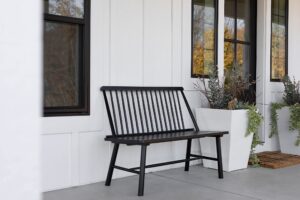 woodlawn&home hardwood farmhouse bench in black finish, 901029