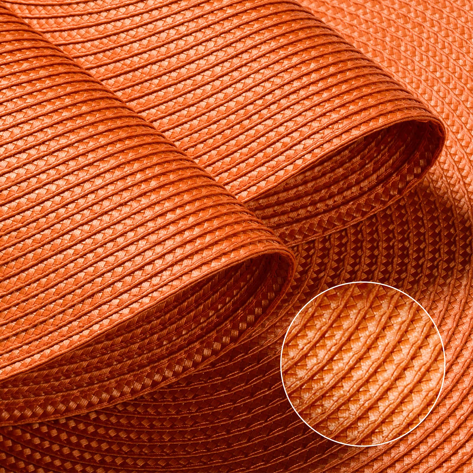 FunWheat Round Braided Placemats Set of 6 Table Mats for Dining Tables Woven Washable Non-Slip Place mats 15 inch for Fall Decor(Orange, 6pcs)