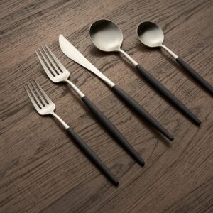 CAMBRIDGE Silversmiths Sojourn Black Satin 20-Piece Flatware Set, Service for 4