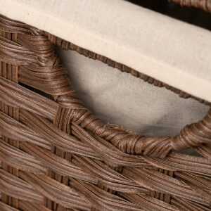 Blue Ridge Basket Company Synthetic Wicker Laundry Hamper Basket with Lid and Liner (Brown)