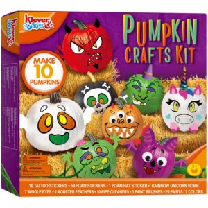 klever kits halloween arts and craft pumpkin painting kit, party favors for kids, halloween pumpkin decorating kit for party supplies, halloween party decor diy coloring activities school party games