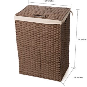 Blue Ridge Basket Company Synthetic Wicker Laundry Hamper Basket with Lid and Liner (Brown)