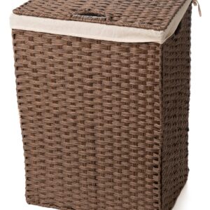 Blue Ridge Basket Company Synthetic Wicker Laundry Hamper Basket with Lid and Liner (Brown)