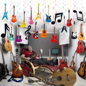 20PCS Guitar Party Hanging Swirls Decorations for Guitar Theme Birthday Party Hanging Booth Props Musical Instrument Hanging Swirls for Music Note Baby Shower Supplies