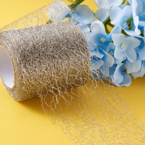 KISSITTY 1 Roll/20 Yards Silver Spiderweb Netting Fabric 75mm Tulle Mesh Fabric Roll Big Hole Tulle for Skirt Flower Poms Wrap Packing DIY Handmade Crafts