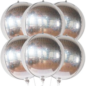 katchon, silver disco ball balloons - 22 inch, pack of 6 | silver disco balloons | shiny silver balloons for bachelorette party decoration | new years balloons for new years eve party supplies 2025