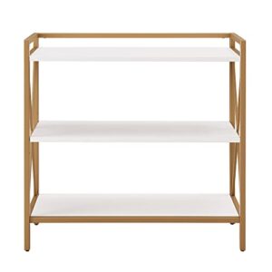 Leick Home 9261-WTGL Claudette Mixed Metal and Wood Bookshelf, White/Gold