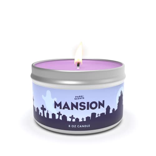 Park Scents Mansion Candle - Inspired by the haunted mansion at disney theme parks - Handmade in the USA - vegan and cruelty free | 8 oz. Tin