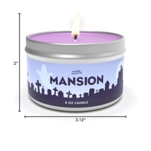 Park Scents Mansion Candle - Inspired by the haunted mansion at disney theme parks - Handmade in the USA - vegan and cruelty free | 8 oz. Tin