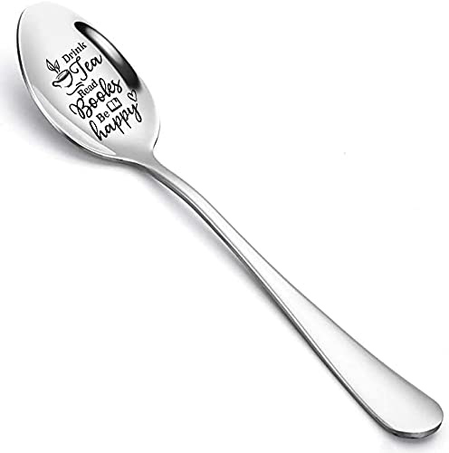 New Stainless Steel Spoon,Drink Tea Read Books Be Happy,Enjoy Afternoon Tea Spoon 304 Pointed Gift Couple Leisure Tea Set Dinner Spoon,Christmas Birthday Gift,Can Be Custom Wholesale.