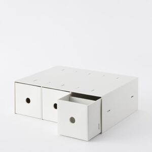 MUJI NCD69A9A Polypropylene Small Storage Box, 3 Tiers, White Gray, Approx. Width 4.3 x Depth 9.6 x Height 12.6 inches (11 x 24.5 x 32 cm)