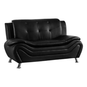 pemberly row faux leather loveseat sofa for living room in black