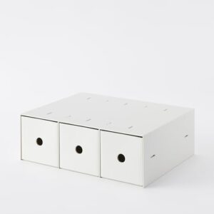 MUJI NCD69A9A Polypropylene Small Storage Box, 3 Tiers, White Gray, Approx. Width 4.3 x Depth 9.6 x Height 12.6 inches (11 x 24.5 x 32 cm)