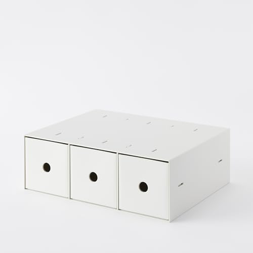 MUJI NCD69A9A Polypropylene Small Storage Box, 3 Tiers, White Gray, Approx. Width 4.3 x Depth 9.6 x Height 12.6 inches (11 x 24.5 x 32 cm)