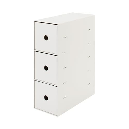 MUJI NCD69A9A Polypropylene Small Storage Box, 3 Tiers, White Gray, Approx. Width 4.3 x Depth 9.6 x Height 12.6 inches (11 x 24.5 x 32 cm)