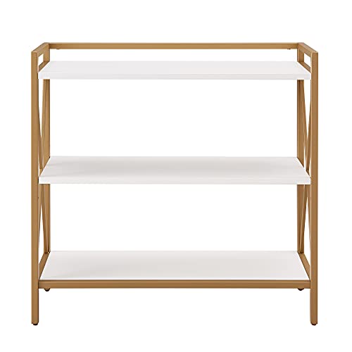 Leick Home 9261-WTGL Claudette Mixed Metal and Wood Bookshelf, White/Gold