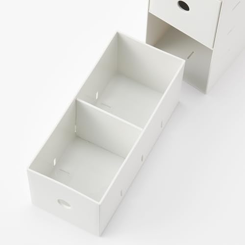 MUJI NCD69A9A Polypropylene Small Storage Box, 3 Tiers, White Gray, Approx. Width 4.3 x Depth 9.6 x Height 12.6 inches (11 x 24.5 x 32 cm)