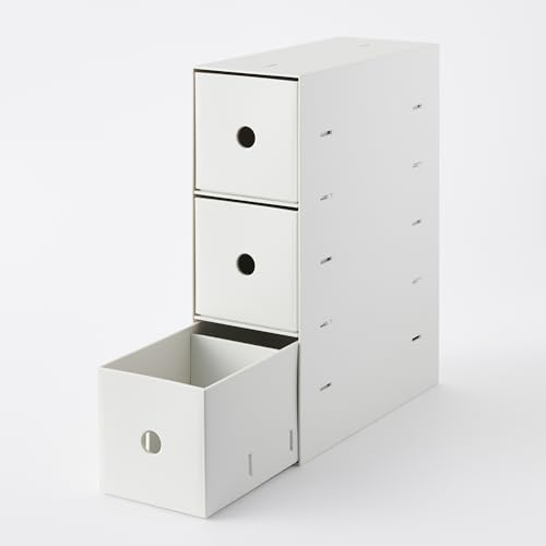 MUJI NCD69A9A Polypropylene Small Storage Box, 3 Tiers, White Gray, Approx. Width 4.3 x Depth 9.6 x Height 12.6 inches (11 x 24.5 x 32 cm)