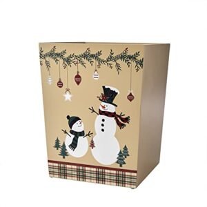 skl home christmas/winter/gift rustic plaid snowman waste basket, multicolored