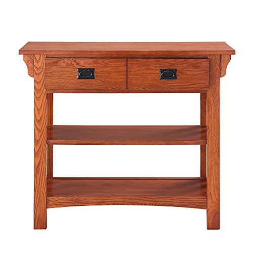 Leick Home 8261 Mission Bookcase Console Table with Drawers, Made with Solid Wood, for Living Room, Entry Way, Office, Bedrooms, Russet Finish