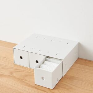 MUJI NCD69A9A Polypropylene Small Storage Box, 3 Tiers, White Gray, Approx. Width 4.3 x Depth 9.6 x Height 12.6 inches (11 x 24.5 x 32 cm)