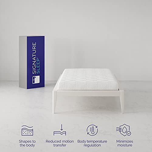 Signature Sleep Italian Made Memoir 6" Charcoal Memory Foam Mattress, Medium-Firm Support, Bed-in-a-Box, Twin