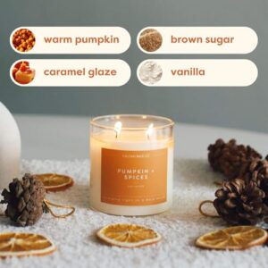 Pumpkin Spice Scented Holiday Candle, Soy Wax Candles for The Home Scented with Phthalate Free Oils, 3.5 x 3 inch, 8.8 oz, 37 Hour Burn Time Fall Candles & Home Decor in Glass Jar - Calyan Wax