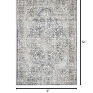 The Rug Collective Machine Washable Area Rugs 9x12 Living Room- Distressed, Vintage, Premium Recycled Cotton | Fade & Stain Resistant, Pet & Kid Friendly, Eco Friendly, Non-Shed, Non-Slip | Kendra Ash