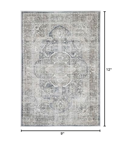 The Rug Collective Machine Washable Area Rugs 9x12 Living Room- Distressed, Vintage, Premium Recycled Cotton | Fade & Stain Resistant, Pet & Kid Friendly, Eco Friendly, Non-Shed, Non-Slip | Kendra Ash