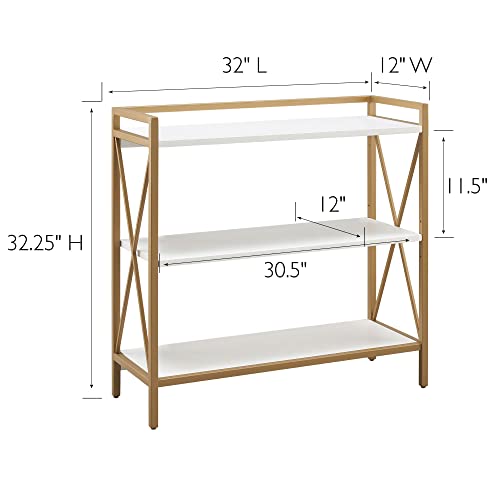 Leick Home 9261-WTGL Claudette Mixed Metal and Wood Bookshelf, White/Gold