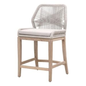 star international furniture woven loom 26" fabric outdoor counter stool - gray