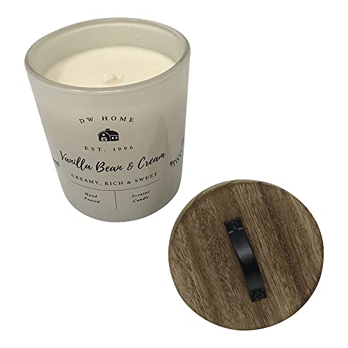 DW Home Farmhouse Series Hand Poured Richly Scented Single Wick Candle with Wood Lid, 9.3 oz (Vanilla Bean & Cream)