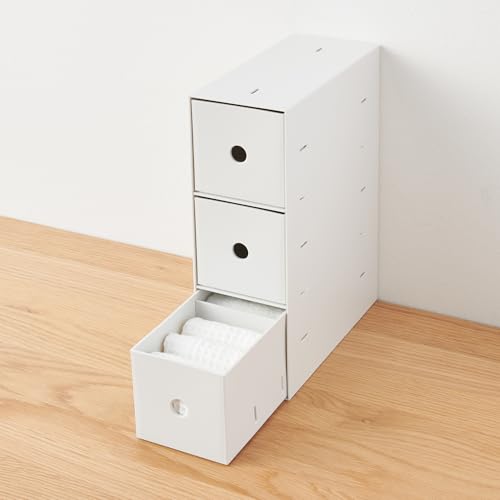 MUJI NCD69A9A Polypropylene Small Storage Box, 3 Tiers, White Gray, Approx. Width 4.3 x Depth 9.6 x Height 12.6 inches (11 x 24.5 x 32 cm)